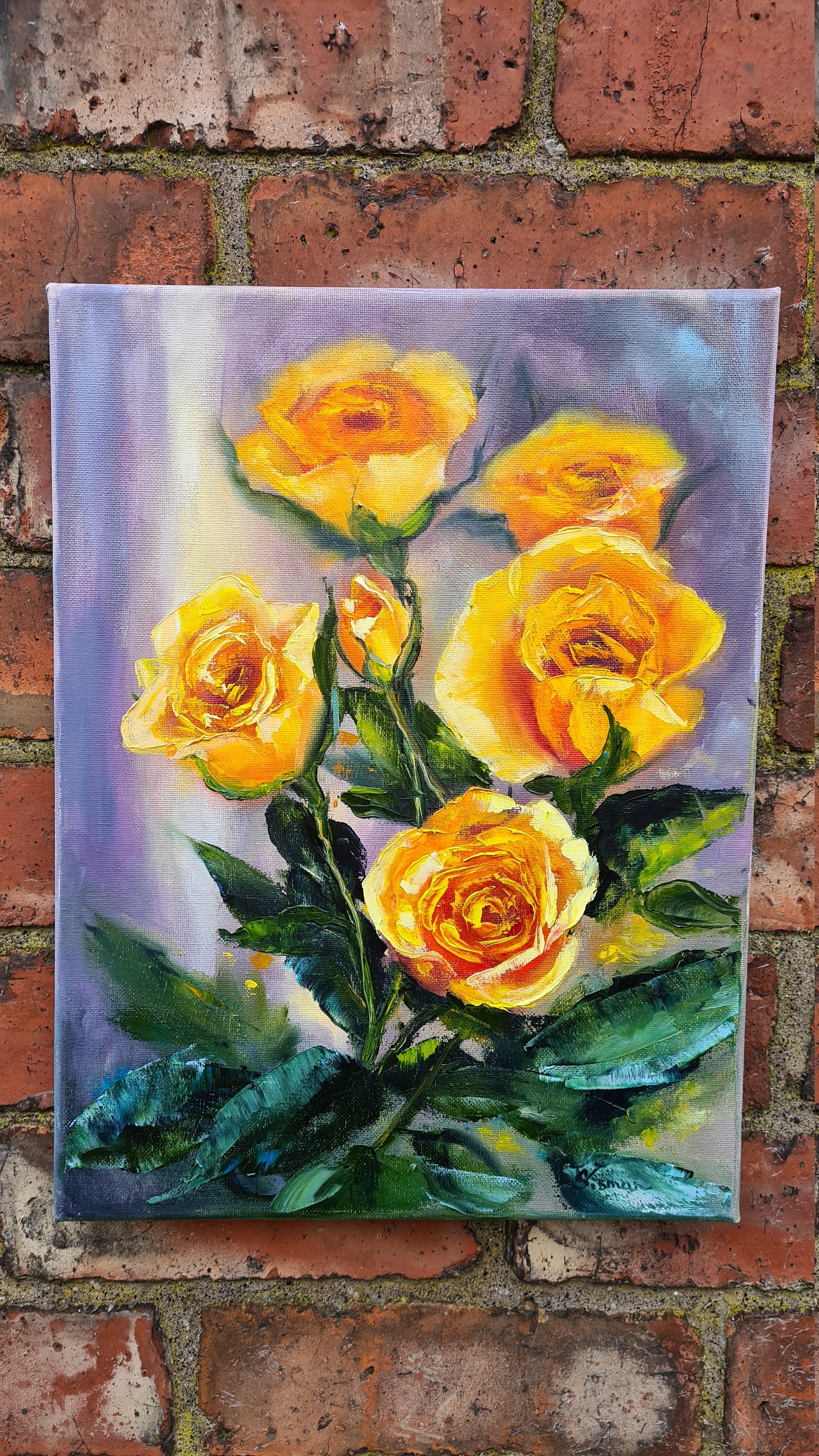Yellow Roses -original Oil Painting on Canvas. Modern Floral Wall Art ...