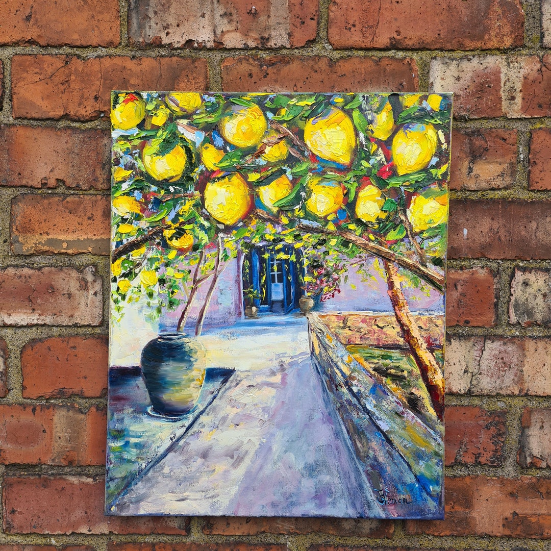 Lemon Trees ,original Custom Oil Painting on Cotton Stretched Canvas ...