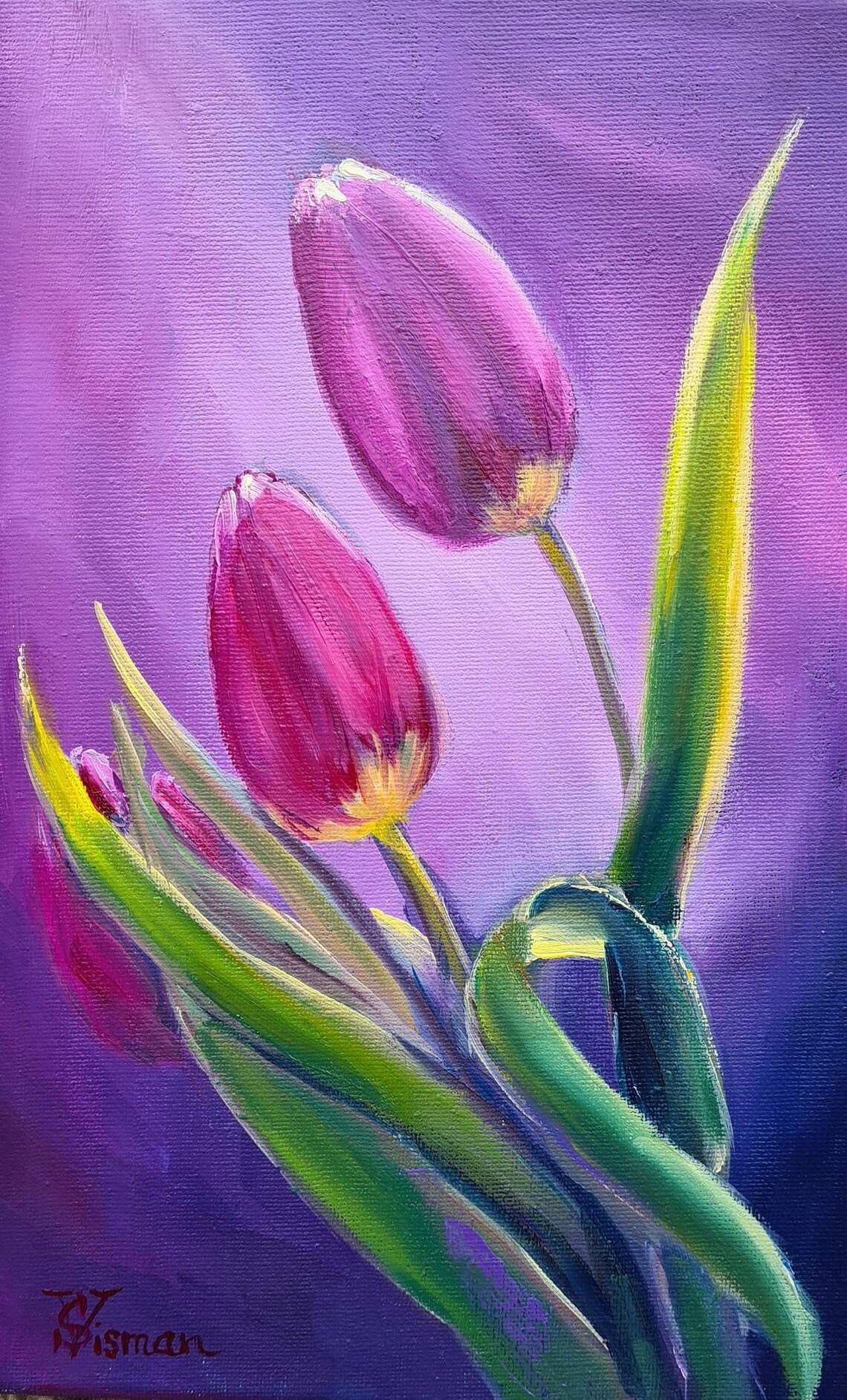 Purple Tulips Original Oil Painting Spring Gift Original - Etsy