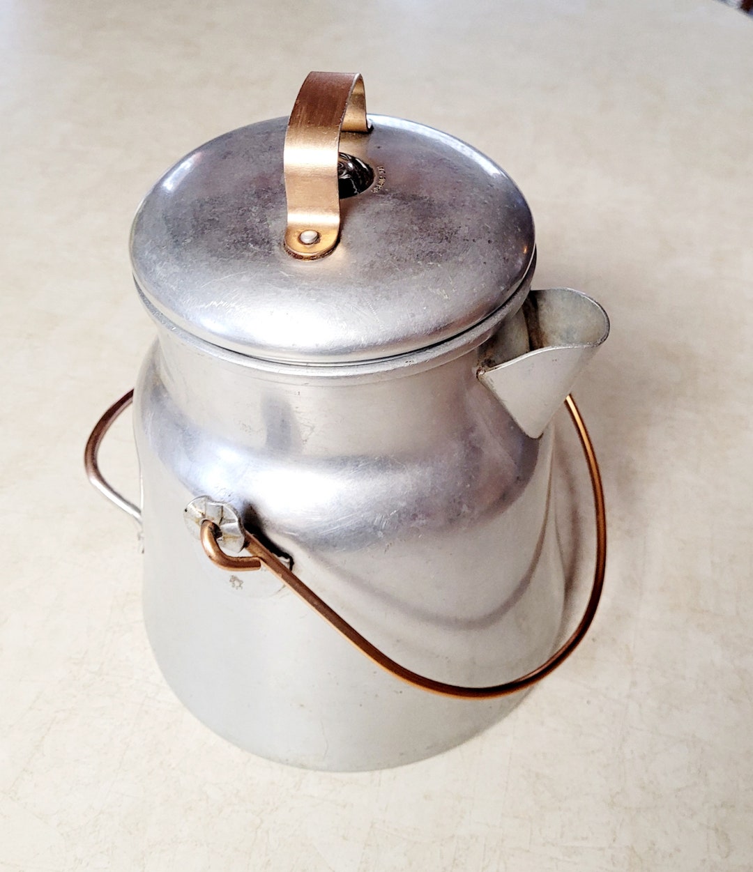 Vintage Wear-ever Aluminum Coffee Percolator Pot 3116, Copper Handles ...