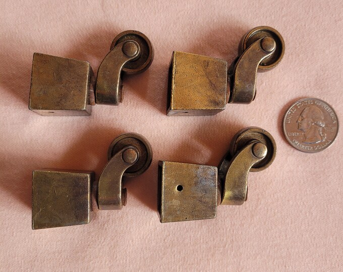 VINTAGE BRASS Square Cup CASTERS, Furniture, Brass Trolley, Antique ...