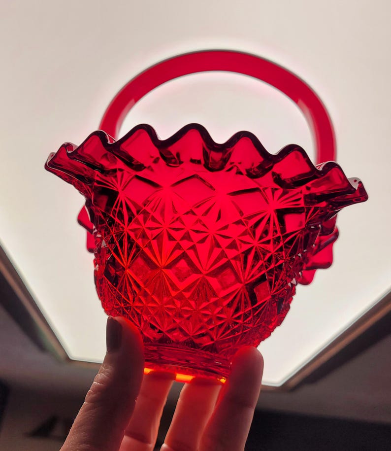 RARE Fenton Glass Basket in Ruby Red - Etsy