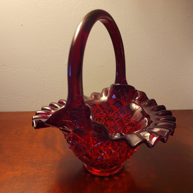 RARE Fenton Glass Basket in Ruby Red - Etsy