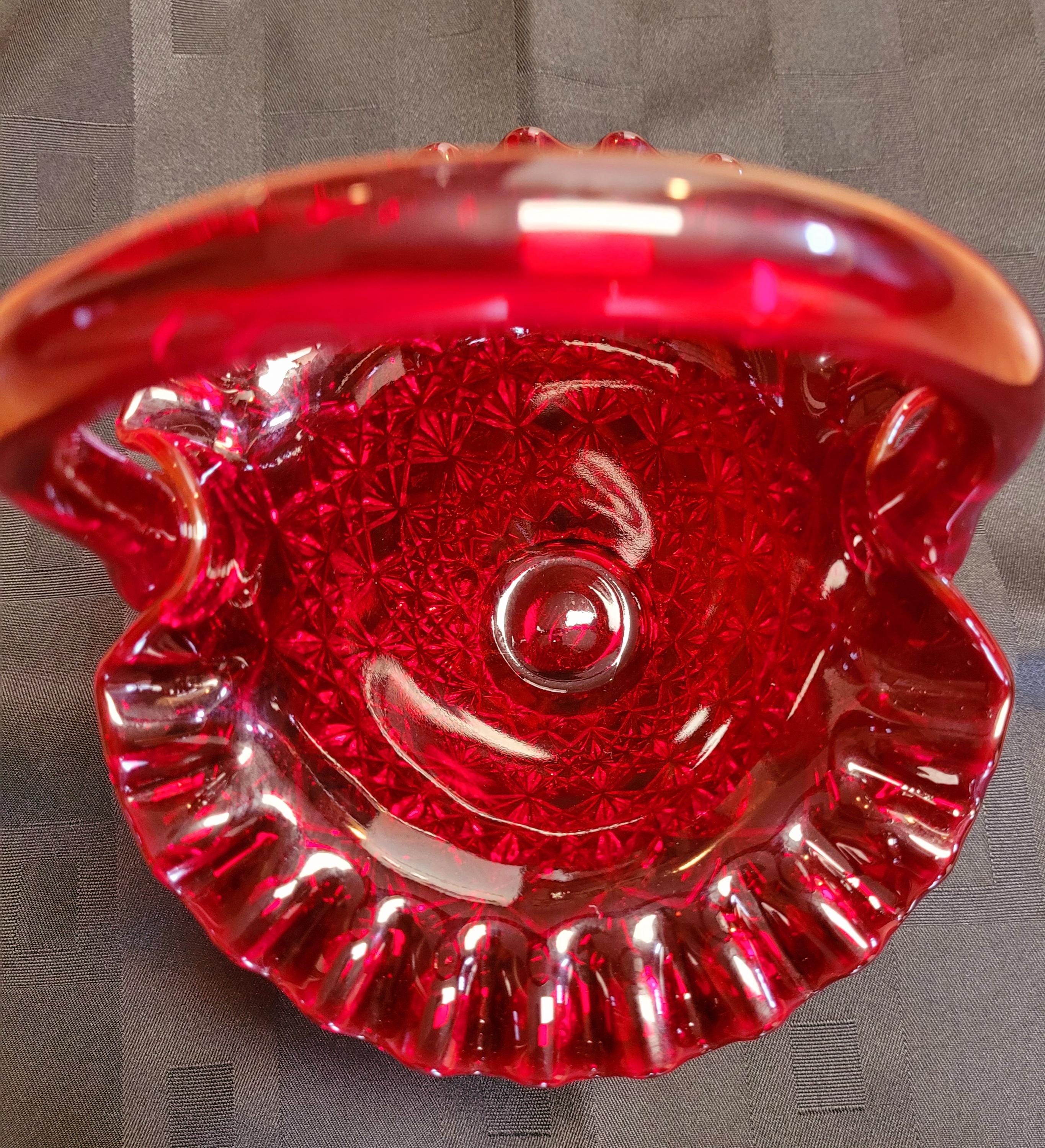 RARE Fenton Glass Basket in Ruby Red - Etsy