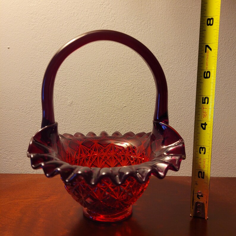 RARE Fenton Glass Basket in Ruby Red - Etsy