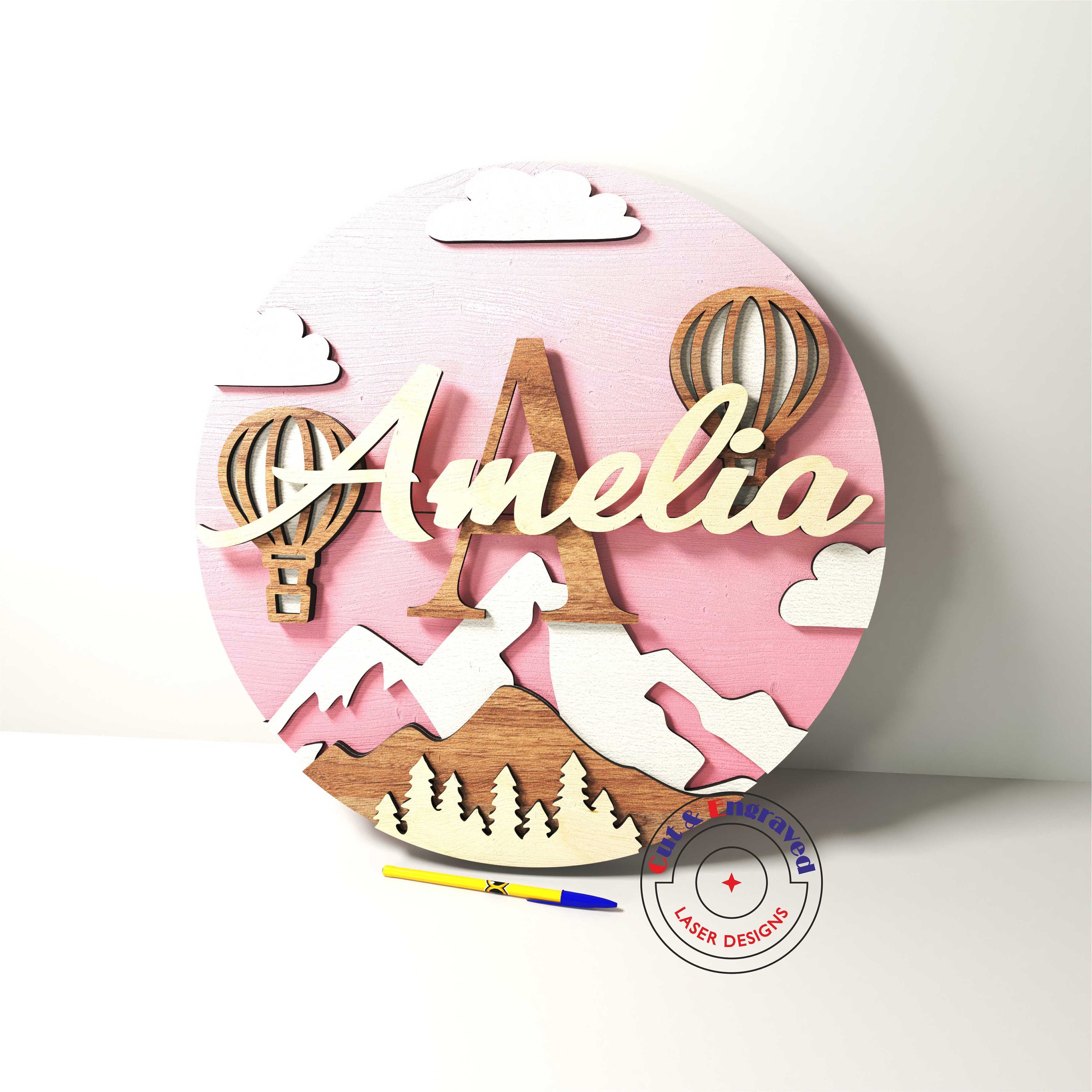 Child's name layered sign file. Dxf svg vector files for | Etsy