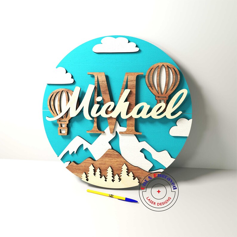 Child's name layered sign file. Dxf svg vector files for | Etsy