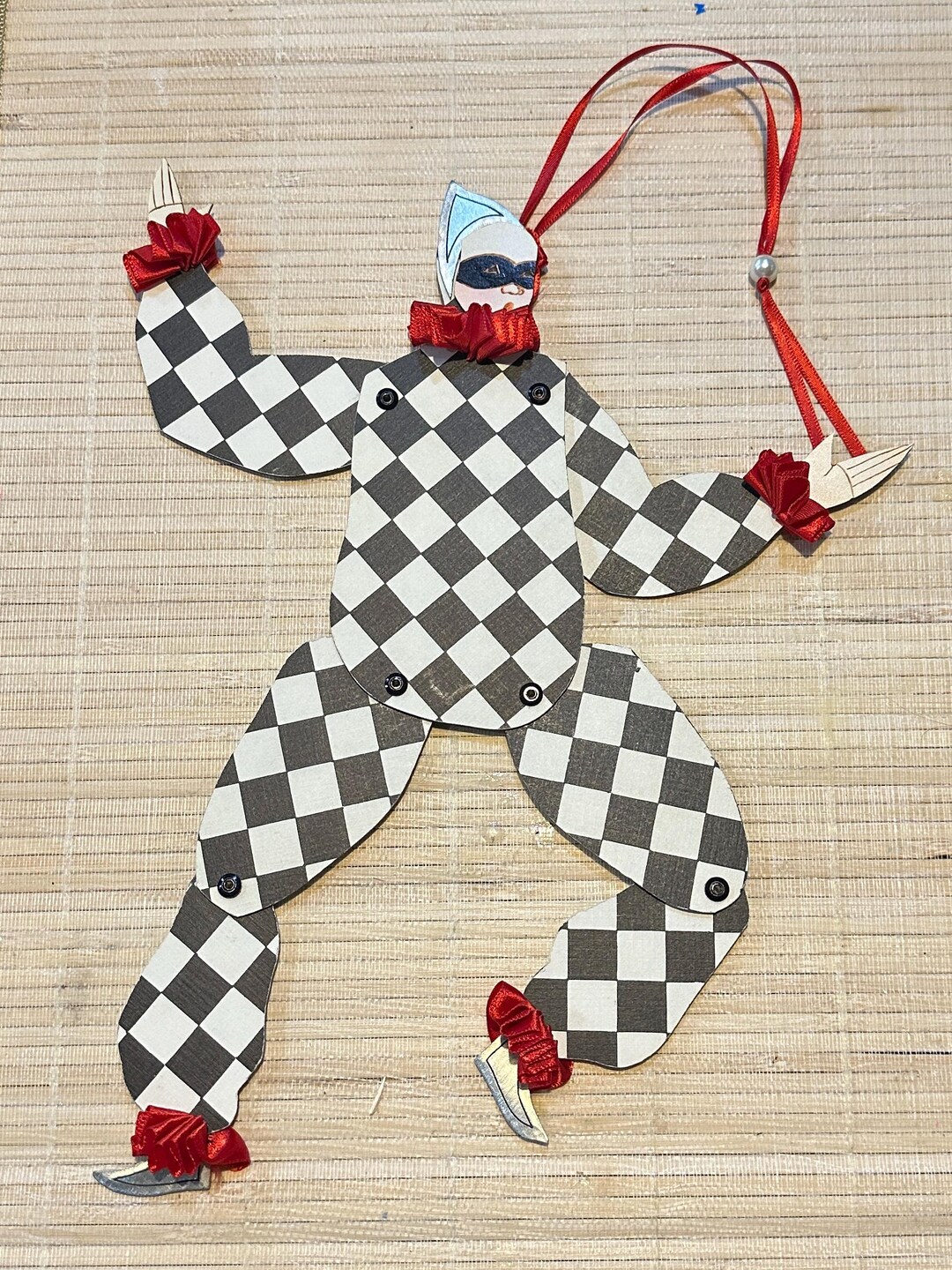 Vintage Harlequin Pull String Puppet Signed by Artist Dee Segula 1984 ...