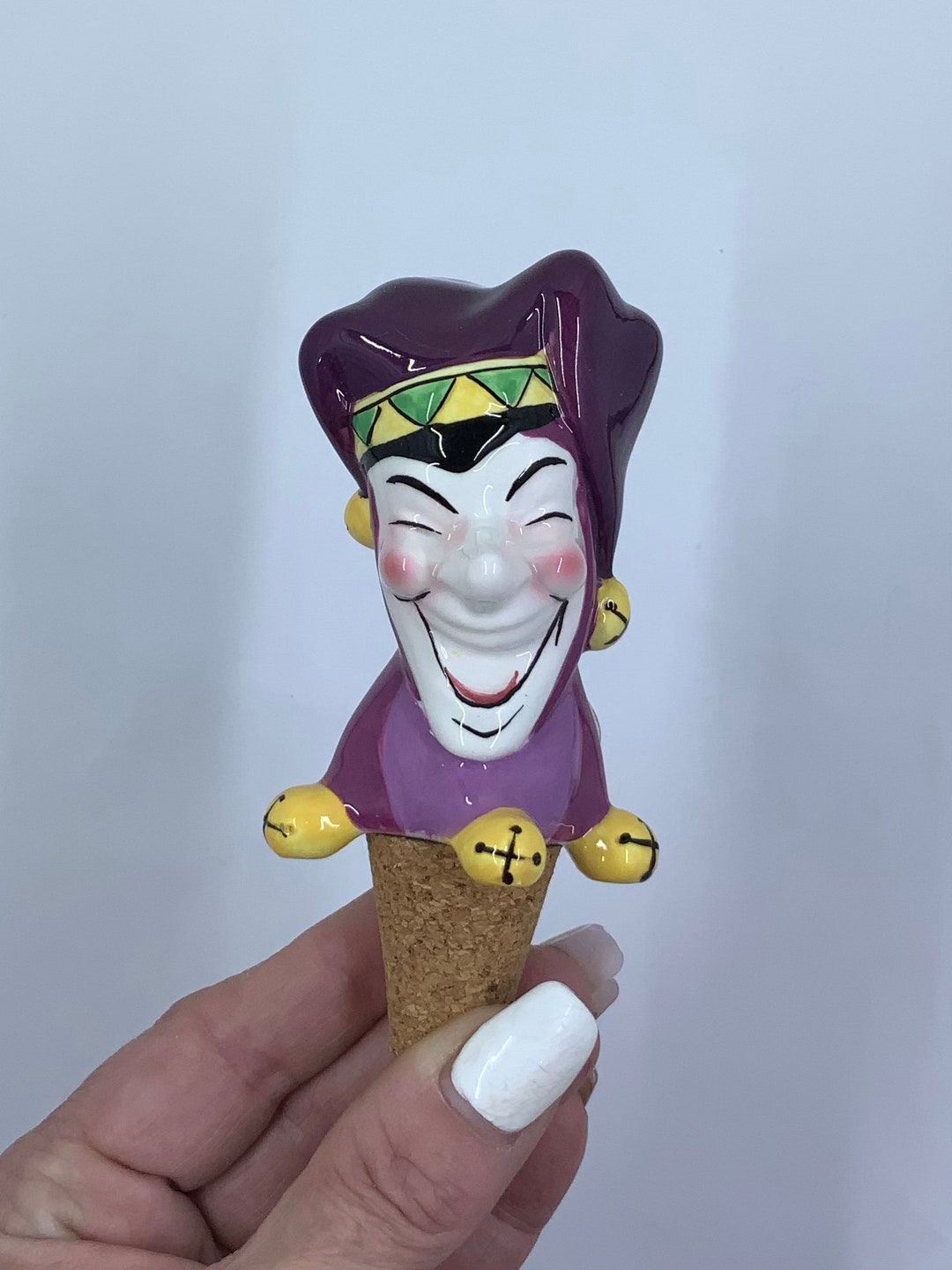 Ceramic Purple and Green Mardi Gras Jester Wine Bottle Stopper - Etsy