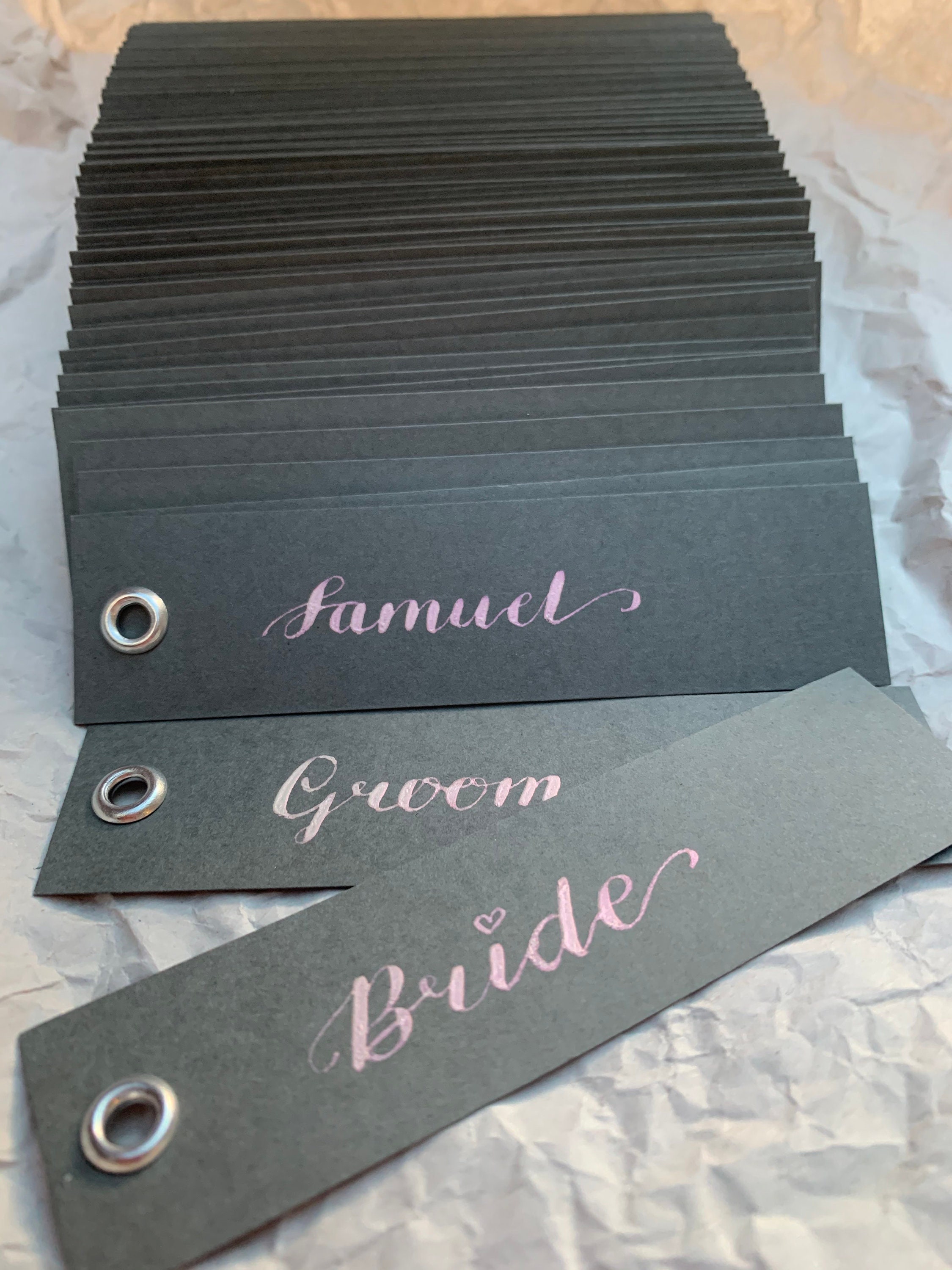 Handwritten Name Tags With Eyelets - Etsy UK