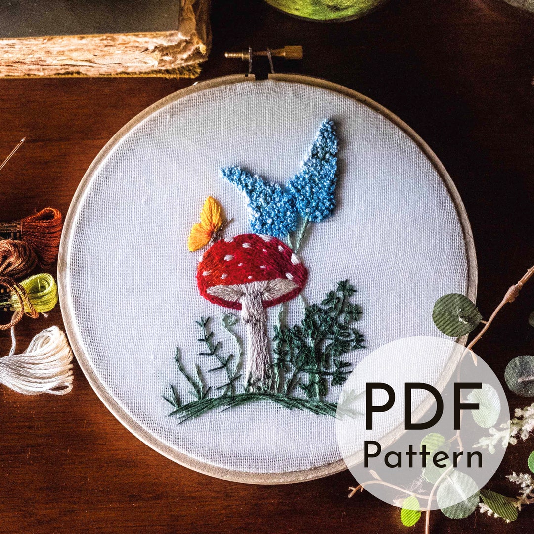 Mushroom Embroidery Pattern Mushroom Hand Embroidery Digital Pattern ...