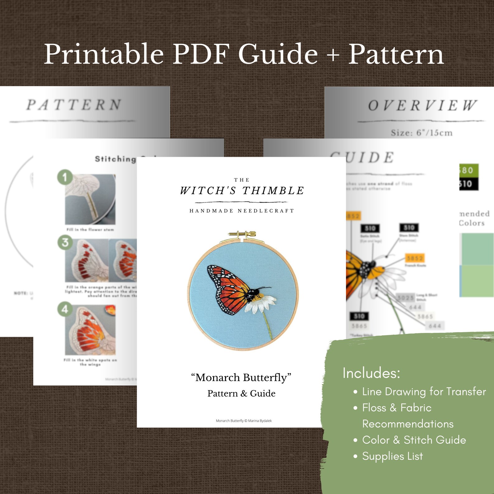 Butterfly Needle Painting Pattern, Monarch Butterfly Hand Embroidery ...