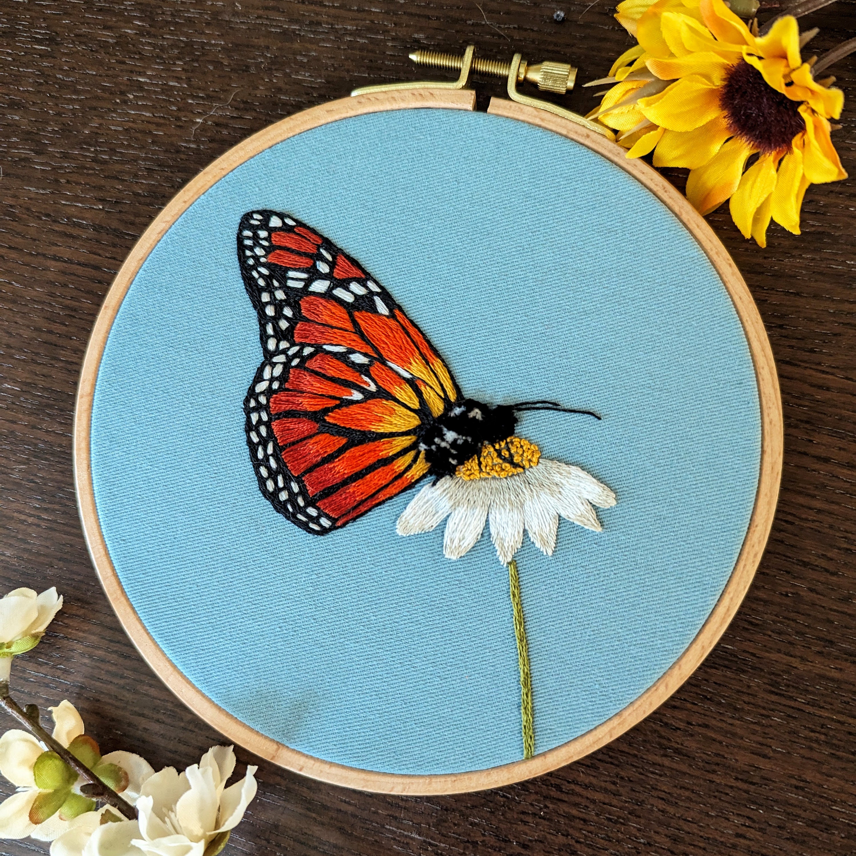 Butterfly Needle Painting Pattern, Monarch Butterfly Hand Embroidery ...
