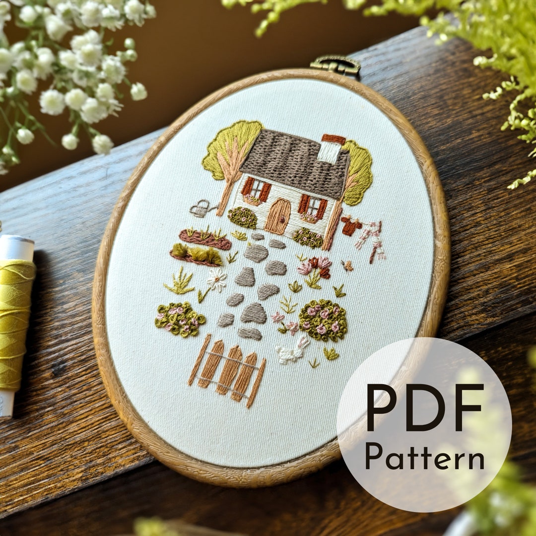 Cottage Embroidery Pattern, Cozy House Stitch Sampler, Cottagecore ...