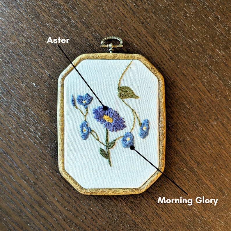 September Birth Flower Embroidery Design, Aster and Morning Glory, Digital Download PDF, Summer ...