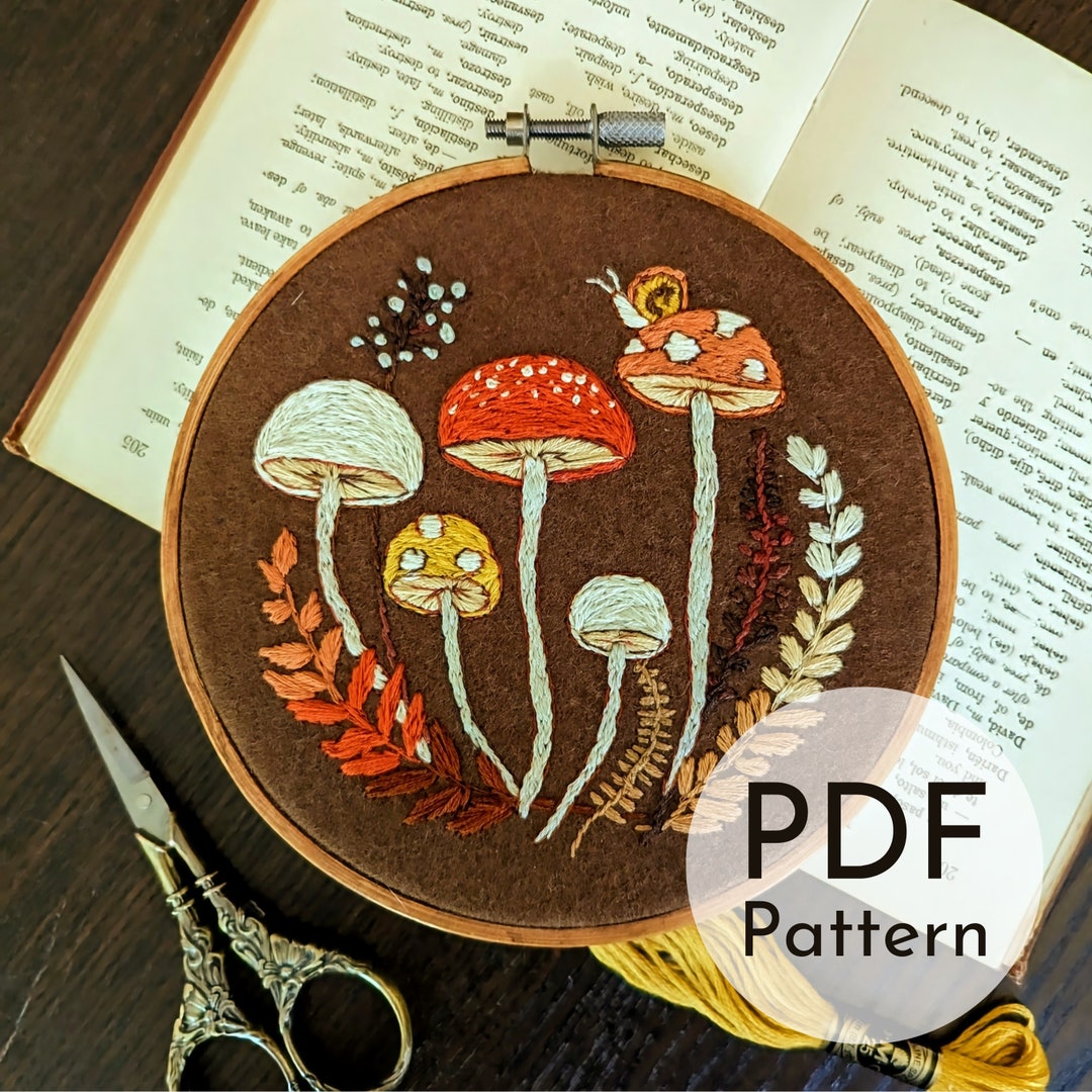 Autumn Mushroom Embroidery Pattern, Beginner DIY (PDF Pattern) - Etsy