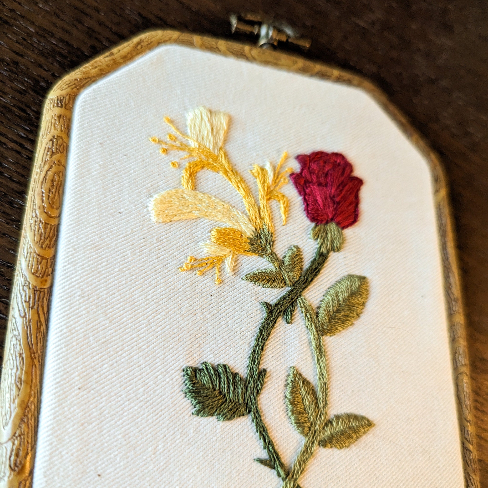 June (rose & Honeysuckle) Birth Flower Embroidery Pattern (digital ...