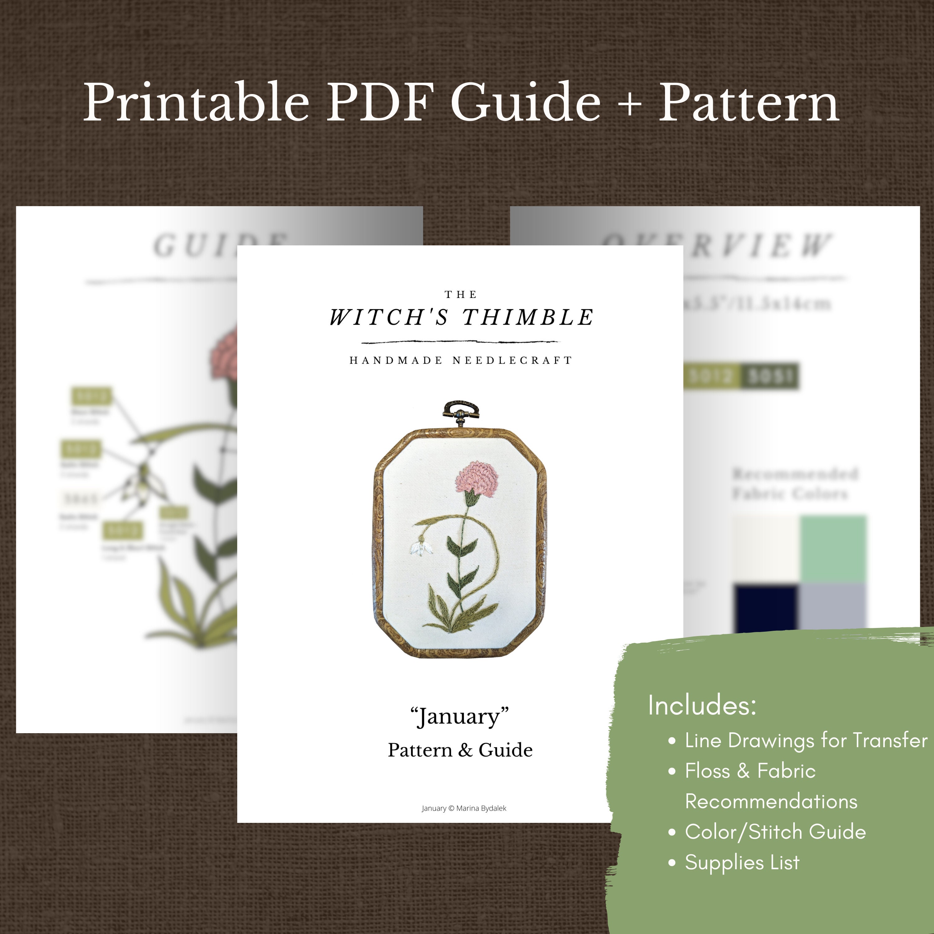 March daffodil Birth Flower Embroidery Pattern Digital Download PDF Beginner Spring Floral ...