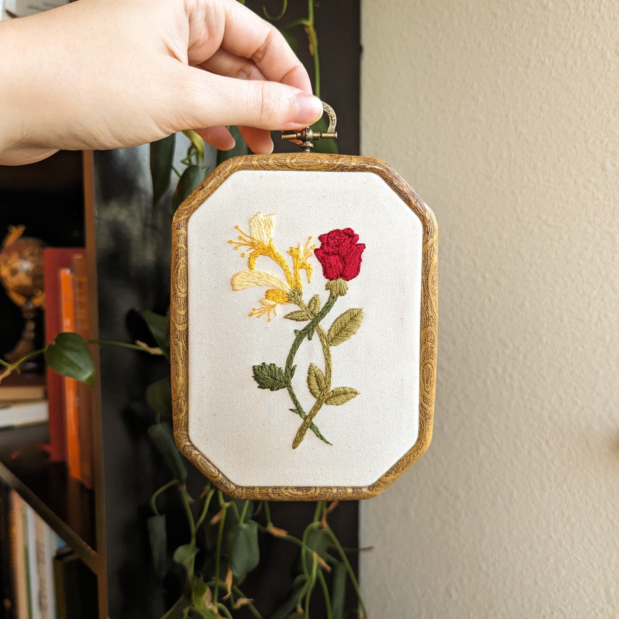 June (rose & Honeysuckle) Birth Flower Embroidery Pattern (digital ...