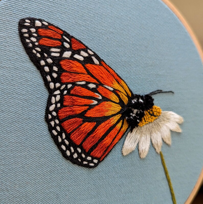 Butterfly Needle Painting Pattern, Monarch Butterfly Hand Embroidery ...