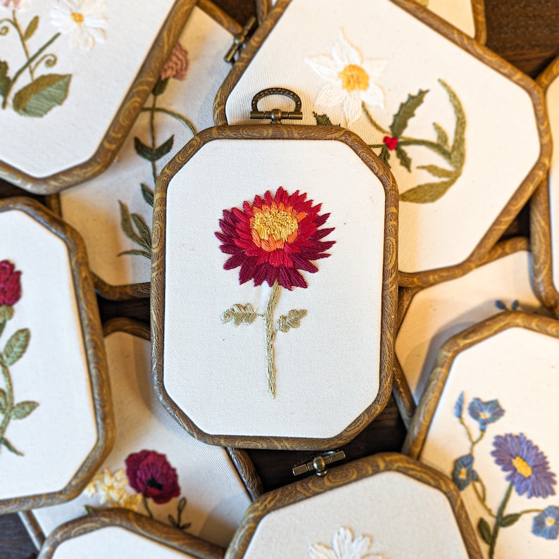 November (chrysanthemum) Fall Birth Flower Embroidery Pattern - Digital ...