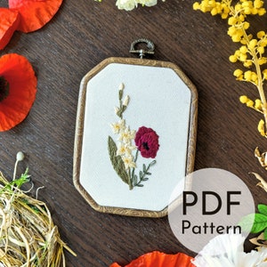 August Birth Flower Embroidery Pattern Download PDF Beginner Summer Floral Embroidery Pattern ...