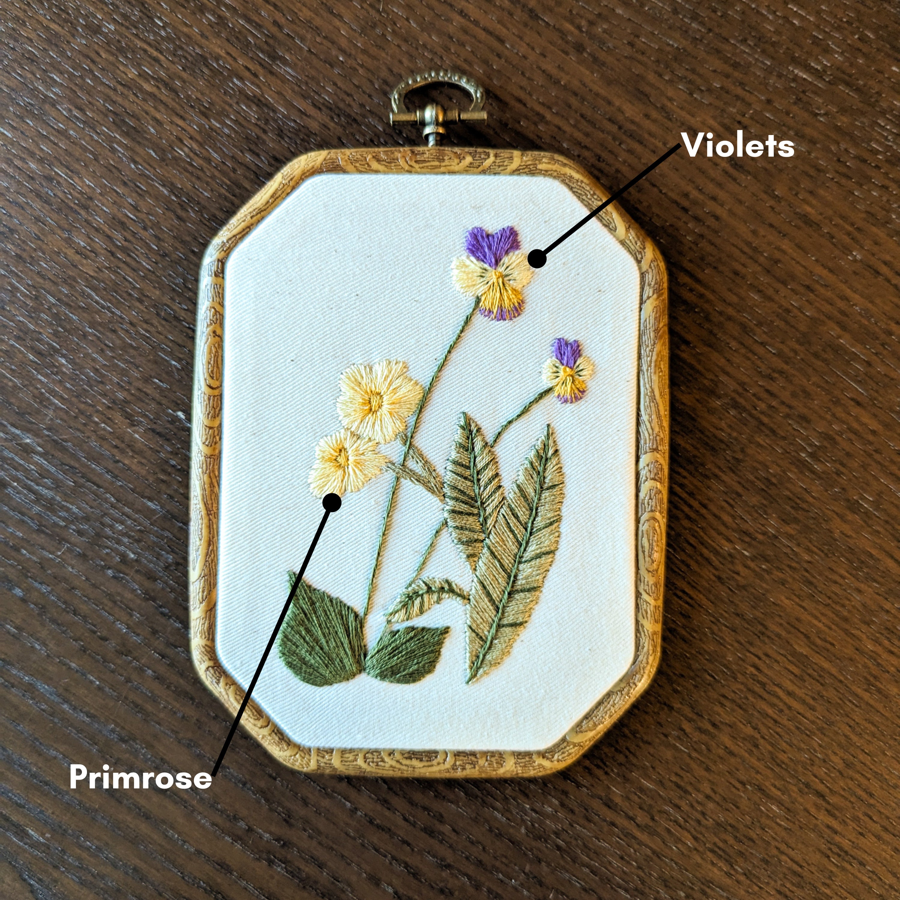 February violet & Primrose Birth Flower Embroidery Pattern Digital Download PDF Beginner Winter ...