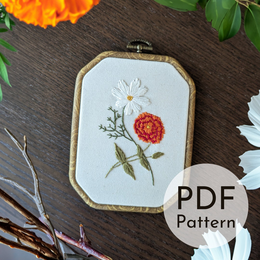 October Birth Flower Embroidery Pattern, Digital Download PDF, Floral ...