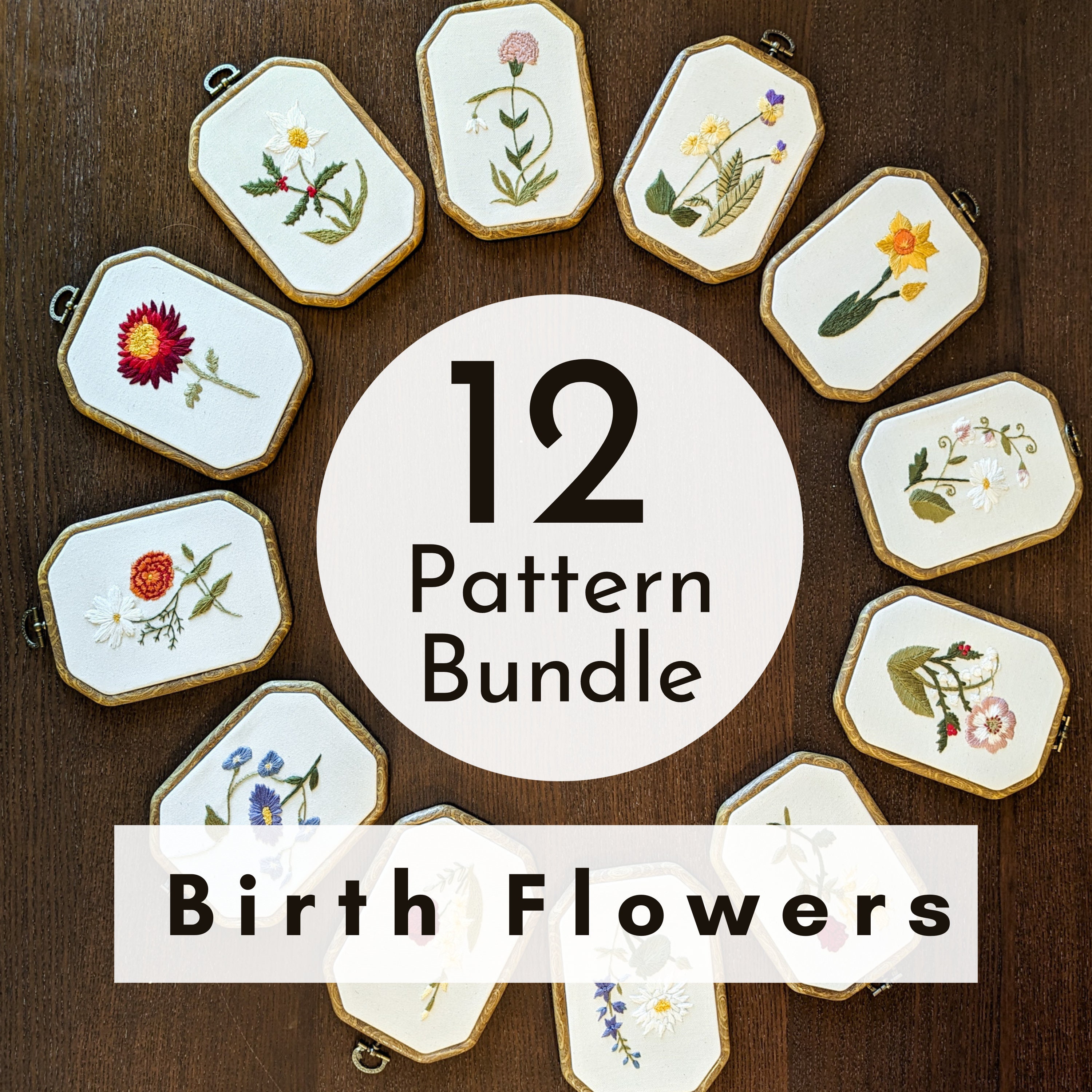 Birth Flower Embroidery Pattern Bundle Digital Pattern PDF Beginner ...