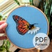 Butterfly Needle Painting Pattern, Monarch Butterfly Hand Embroidery ...
