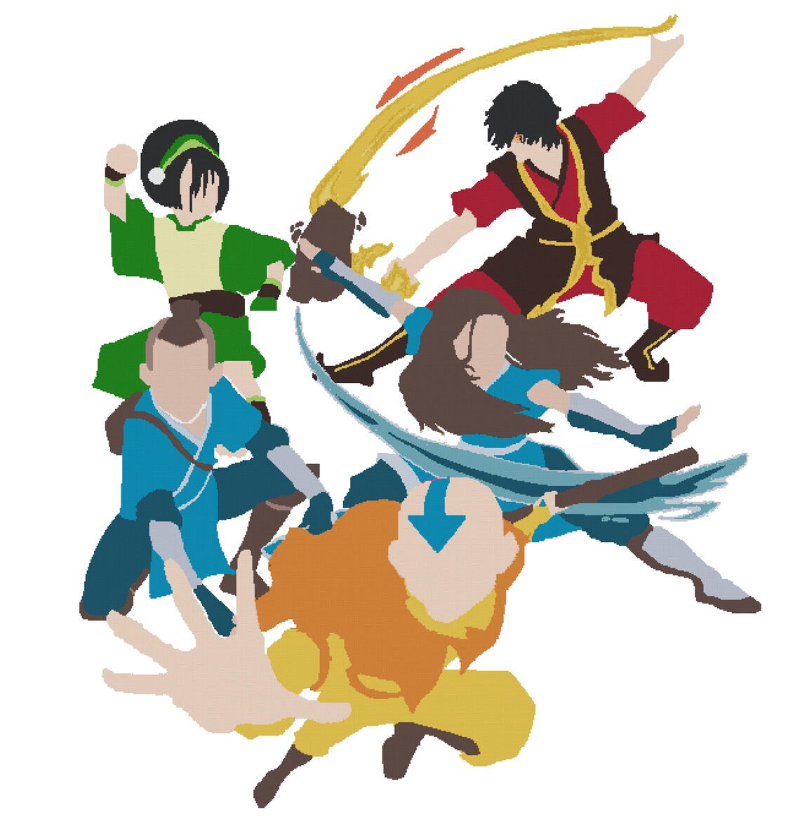 ATLA Character Silhouette Cross Stitch/Embroidery Pattern | Etsy