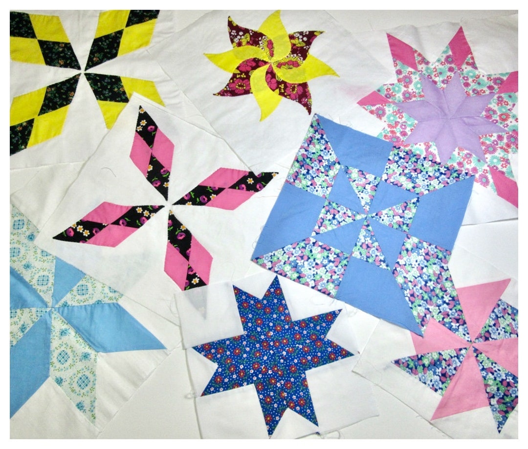 7 Vintage Handmade Various Pattern Patchwork Quilt Squares - Etsy