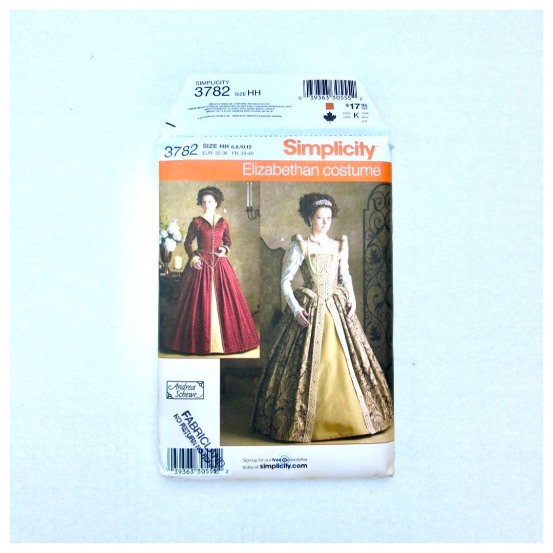 Simplicity Costumes Sewing Pattern #3782 / Elizabethan Gown / Adult ...