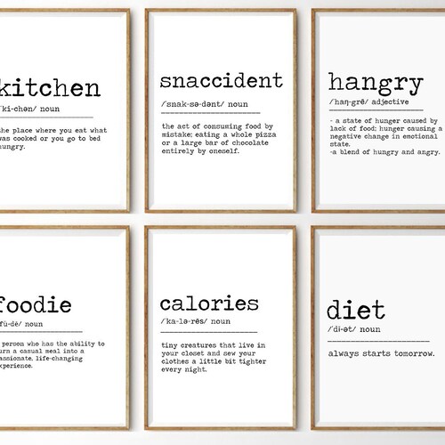 Foodie Definition Funny Kitchen Sign Printable Wall Art - Etsy