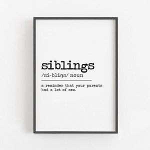 Sibling Definition Print Funny Definition, Gift for Brother, Gift for ...