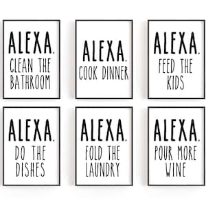 Funny Alexa Signs Set of 7 · Funny Kitchen Signs · Alexa Printable Wall ...