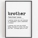 Brother Definition Print Sibling Definition, Gift for Brother, Gift ...