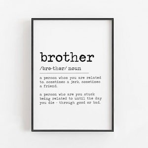 Brother Definition Print Sibling Definition, Gift for Brother, Gift ...