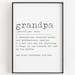 Grandpa Definition Print · Grandfather Definition Sign, Funny Grandpa ...