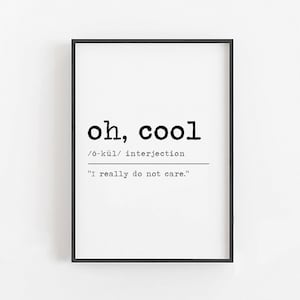 Oh Cool Definition · Sarcastic Wall Art · Sarcastic Gifts for Him ...