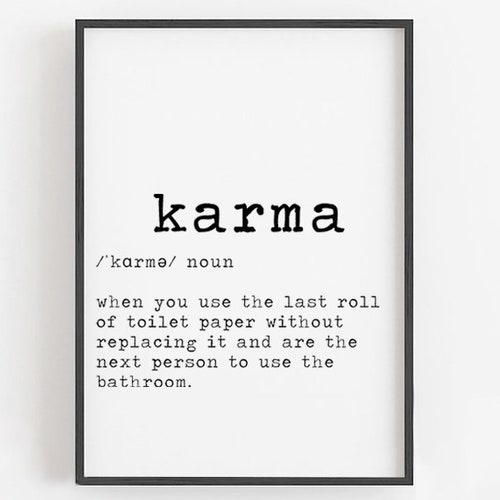 Karma Definition Funny Bathroom Signs Funny Bathroom Wall - Etsy