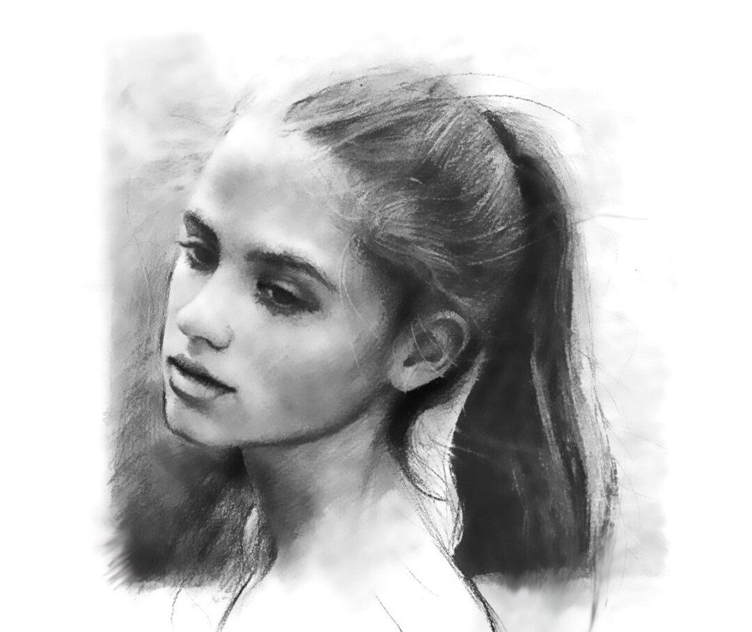 Custom Charcoal Drawing From Photo Hand Drawn Portrait for - Etsy