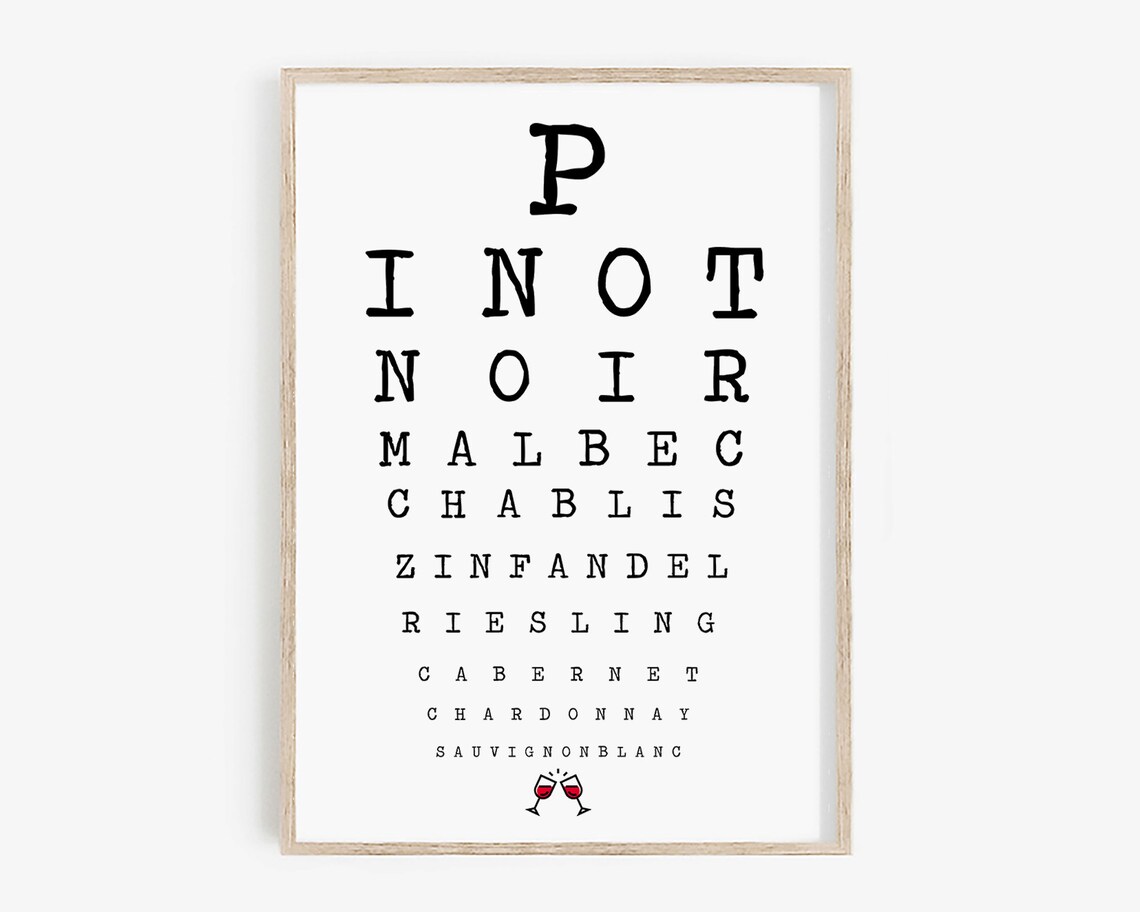 Wine Eye Chart Sign Wine Types Sign Printable Wall Art - Etsy