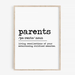 Parents Definition Print · Funny Definition · Mom Gift From Daughter ...