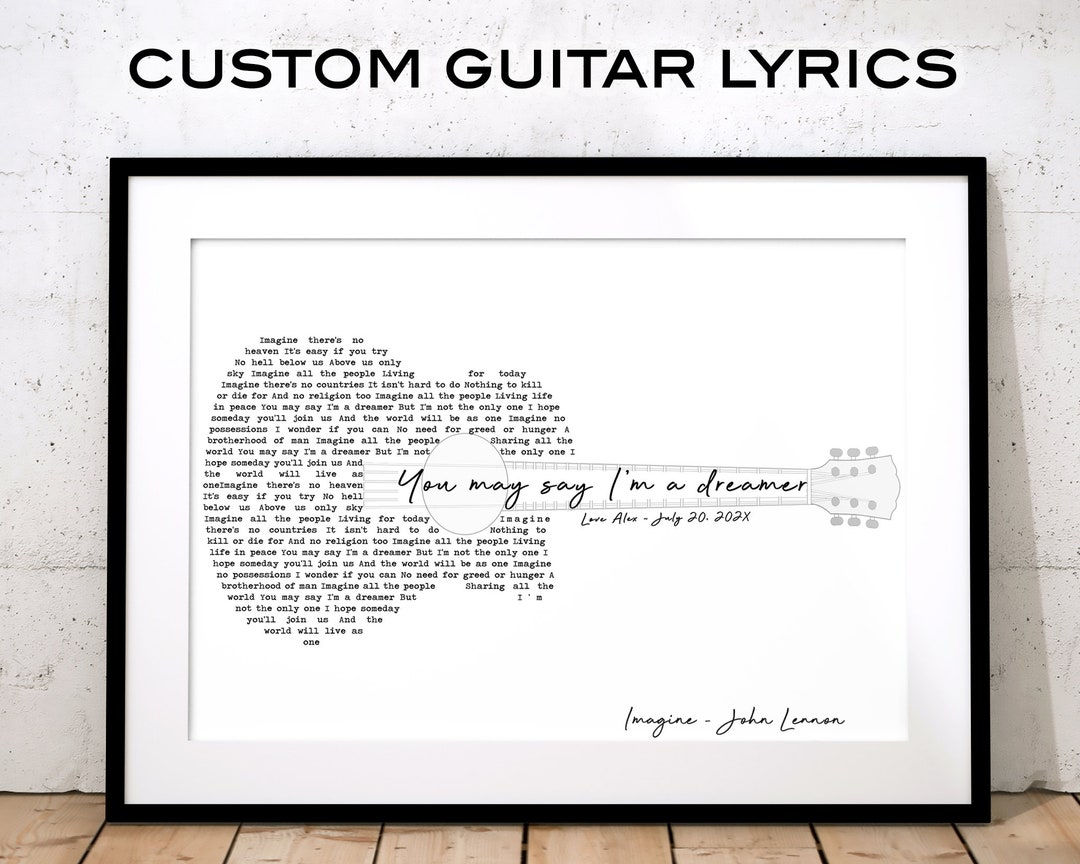 Custom Guitar Lyrics · Music Lover Gift · Personalized Song Lyrics for ...
