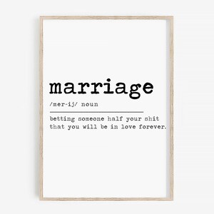 Marriage Definition Sign Marriage Gifts Marriage Signs, Marriage Wall ...