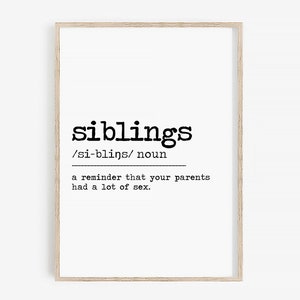 Sibling Definition Print Funny Definition, Gift for Brother, Gift for ...
