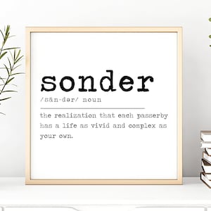 Sonder Definition • Sonder Wall Art • Sonder Print • Inspirational Wall ...