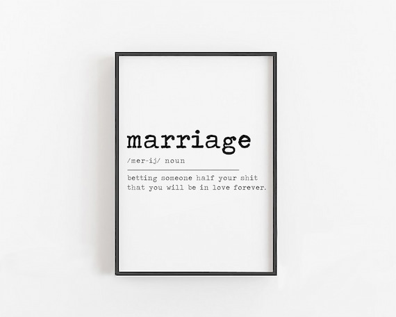 Marriage Definition Sign Marriage Gifts Marriage Signs | Etsy