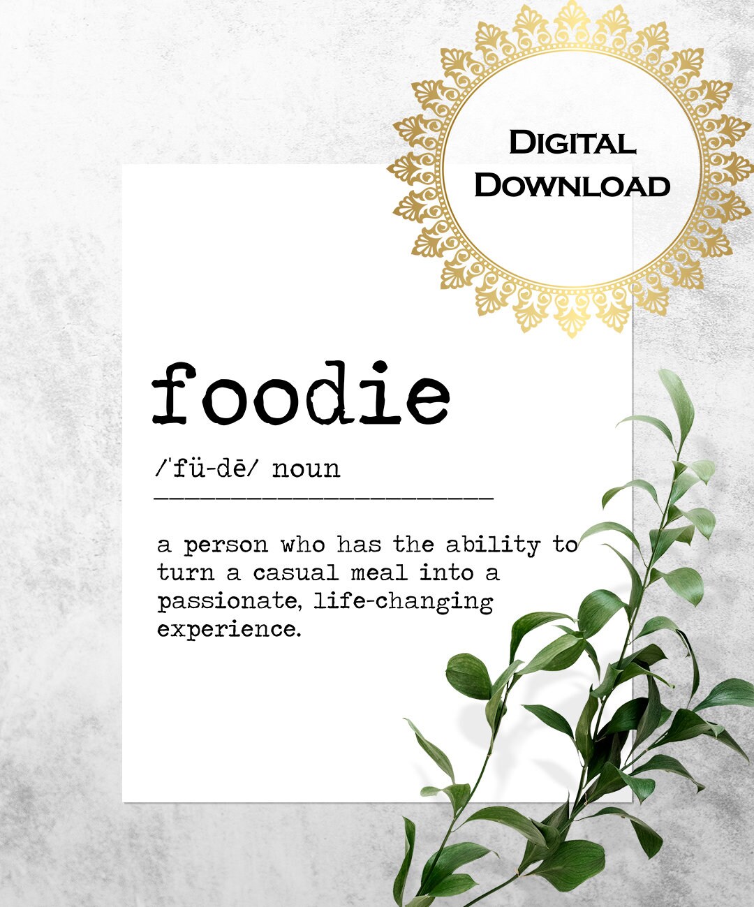 Foodie Definition · Funny Kitchen Sign · Printable Wall Art Print ...